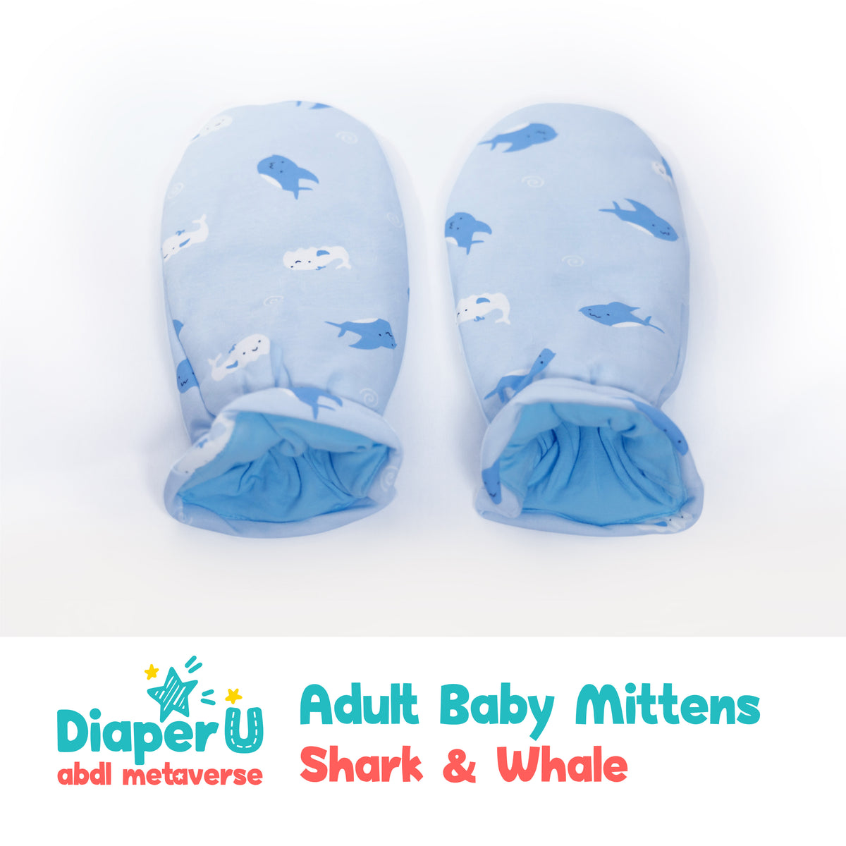 Adult Baby Mittens - Shark & Whale – DiaperU