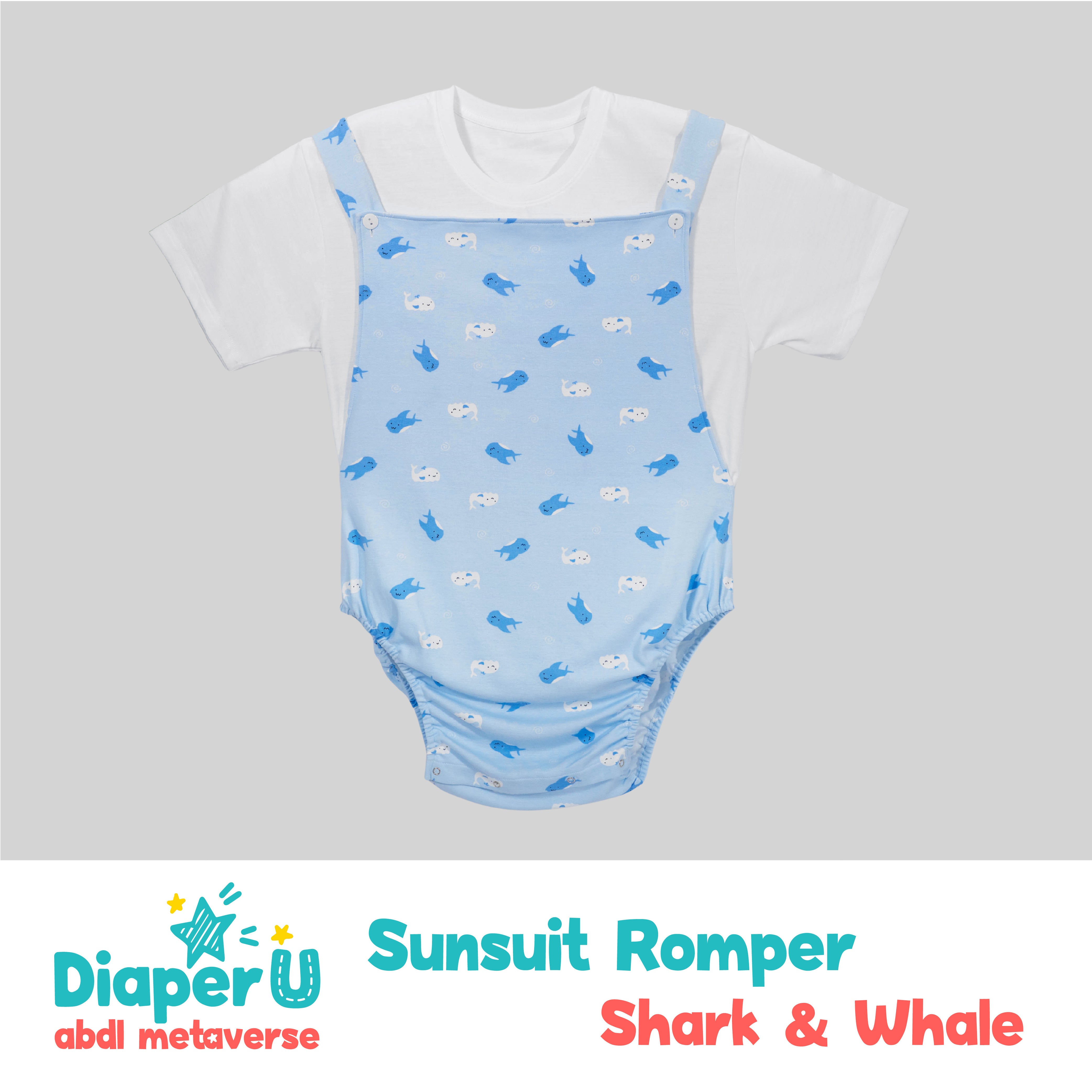 ABDL Adult Baby Sunsuit Romper - Shark & Whale – DiaperU