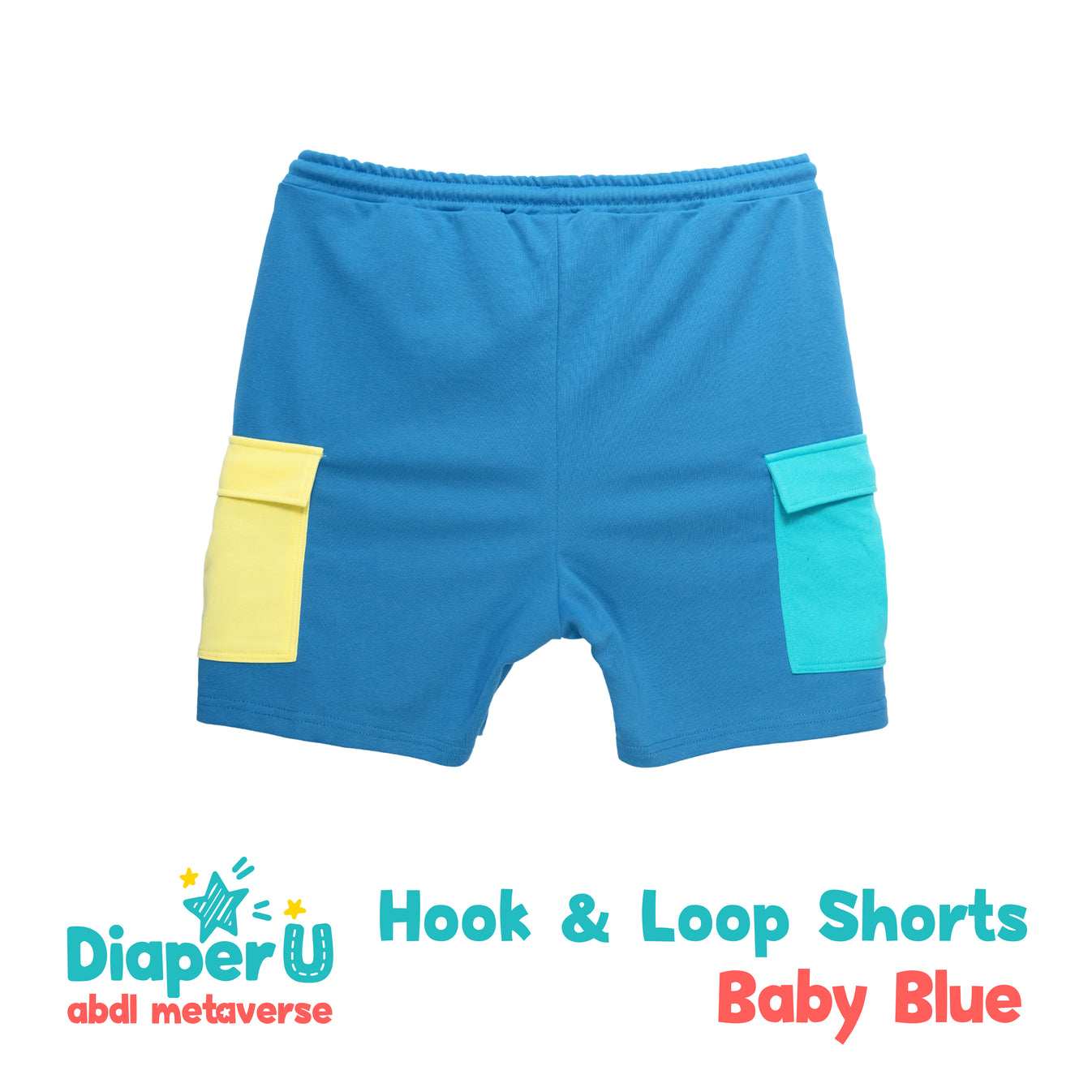 Hook & Loop Shorts - Baby Blue (Limited Edition) – DiaperU