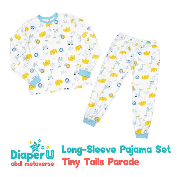 ABDL Cotton Long-Sleeve Pajama Set - Tiny Tails Parade – DiaperU