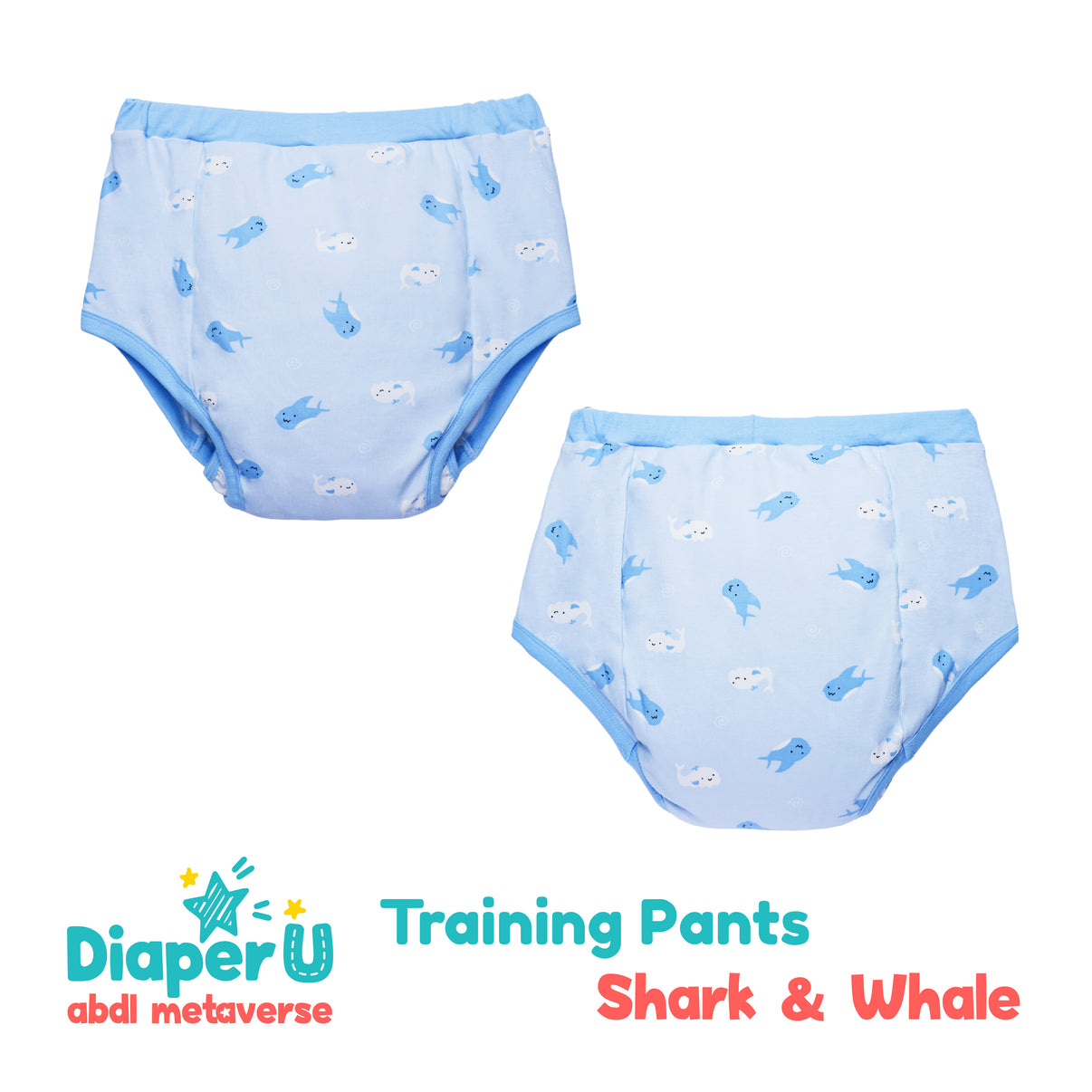 ABDL Training Pants - Shark & Whale (Waterproof Version) – DiaperU